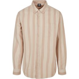 Langarmhemd Urban Classics "Urban Classics Herren Striped Shirt", Herren, Gr. S, US-Gr&ouml;&szlig;en, unionbeige, softseagrass, 100% Baumwolle, Hemden