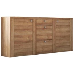 Sideboard OTTO HOME "Larona, zeitlose Kommode mit 2 T&uuml;ren, 3 Schubk&auml;sten, T&uuml;rkommode", braun (eichefarben riviera), B:176cm H:84,9cm T:37,1cm, Sideboards, Sideboard, H&ouml;he 84 cm, viel Stauraum, Anrichte mit dekorativer Rahmenoptik