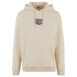 Kapuzensweatshirt MisterTee "MisterTee NYC Old English Wording Patch Hoody", Herren, Gr. S, sand, 65% Baumwolle, 35% Polyester, bedruckt, Sweatshirts