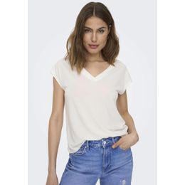 V-Shirt Only "ONLFREE S/S MOD.V-NECK TOP JRS NOOS", Damen, Gr. M (38), wei&szlig; (cloud dancer), Jersey, Obermaterial: 70% Modal, 30% Polyester, unifarben, regular fit normal, V-Ausschnitt, Shirts