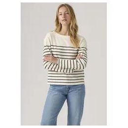 Levi's Langarmshirt LEVI'S "MARIN STRIPE TOP", Damen, Gr. M (38), magnolia stripe egre, Sweatware, Obermaterial: 100% Baumwolle, gestreift, normal h&uuml;ftbedeckend, Rundhals, Shirts Langarmshirt, Saum mit kurzen Seitenschlitzen