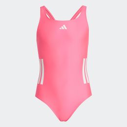 Badeanzug adidas Performance "3S BLD SWIMSUIT", M&auml;dchen, Gr. 164, N-Gr, lucid pink, wei&szlig;, Obermaterial: 78% Polyester, 22% Elasthan, Badeanz&uuml;ge Badeanzug
