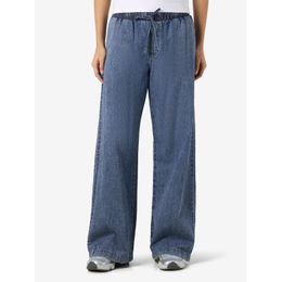 Sweathose Noisy may "NMENZA MW WIDE PANTS MG004MB NOOS", Damen, Gr. L, N-Gr, medium blau denim, Web, Obermaterial: 100% Baumwolle, unifarben, regular fit kn&ouml;chellang, Hosen Sweathose