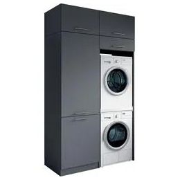 Mehrzweckschrank-Set LAUNDREEZY "Laundreezy, 4-tlg. Mehrzweckschrank-Set B/H/T 128/238/68 cm", anthrazit matt, B:128cm H:238cm T:68cm, Holzwerkstoff, Kastenm&ouml;bel-Sets, Breite 128 cm, Soft-Close-Funktion, h&ouml;henverstellbare F&uuml;&szlig;e