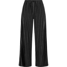 Stoffhose Urban Classics "Urban Classics Ladies Structured Striped Relaxed Fit Pants", Damen, Gr. XS, US-Gr&ouml;&szlig;en, schwarz, sanftes wei&szlig;, 92% Polyester, 6% Viskose, 2% Elasthan, gestreift, relaxed fit, Hosen Stoffhose