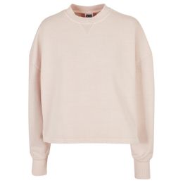 Sweater Urban Classics "Urban Classics Damen Ladies Heavy Terry Garment Dye Crewneck", Damen, Gr. L, pink, 100% Baumwolle, Rundhals, Sweatshirts Sweater