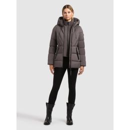 Steppjacke Khujo "RABB 2IN1 (EINSATZ HERAUSNEHMBAR)", Damen, Gr. S, graphite grau, 100% Polyester, unifarben, eingesetzt elastischer Bund mit Windstopper, Jacken Steppjacke