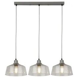 Searchlight H&auml;ngeleuchte "x Odeon 3Lt Bar Pendant - Grey Metal & Glass", grau (grau und klar), 3, H: 20,5cm, 1 Stk., Leuchten, H&auml;ngeleuchte