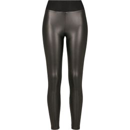 Leggings Urban Classics "Urban Classics Damen Ladies Faux Leather High Waist Leggings", Damen, Gr. S, US-Gr&ouml;&szlig;en, schwarz, 91% Polyester, 9% Elasthan, unifarben, skinny fit, Hosen Leggings