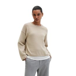 Marc O'Polo Strickpullover MARC O'POLO "aus Heavy Cotton-Garn", Damen, Gr. L, linen beige, Obermaterial: 100% Baumwolle, unifarben, U-Boot-Ausschnitt, Pullover Strickpullover
