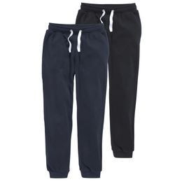 Sweathose Kidsworld "2er Pack Jogginghosen", Jungen, Gr. 152/158, N-Gr, blau (marine, schwa), angeraute Sweatware, Obermaterial: 100% Baumwolle, unifarben, Basic lang, Hosen Sweathose