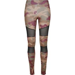 Leggings Urban Classics "Urban Classics Damen Ladies Camo Tech Mesh Leggings", Damen, Gr. XL, US-Gr&ouml;&szlig;en, rotwood camo, 77% Polyester, 23% Elasthan, skinny fit, Hosen Leggings