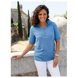 Poloshirt Casual Looks "Poloshirt", Damen, Gr. 50, mittelblau, 50% Baumwolle, 50% Modal, unifarben, Shirts