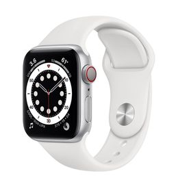 Apple Watch Series 6 (2020) GPS + Cellular 44 mm - Aluminium Silber - Sportarmband Wei&szlig;