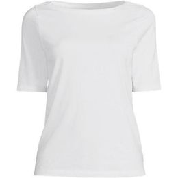 LANDS' END Supima-Shirt mit ellbogenlangen &Auml;rmeln, Damen,  Wei&szlig;, Baumwolle, by Lands' End