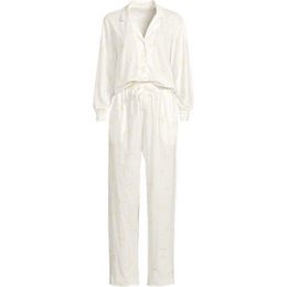 LANDS' END Besticktes Pyjama Set aus Baumwoll-Jersey, Damen,  Wei&szlig;, Baumwolle, by Lands' End