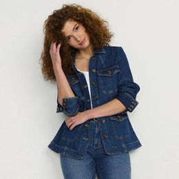 LANDS' END Soft Denim Utility-Jacke, Damen,  Blau, Elasthan/Baumwoll-Mischung, by Lands' End
