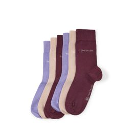 Tom Tailor Damen Socken im 6er-Pack, lila, Uni, Gr. 39-42