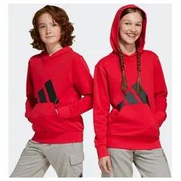 Kapuzensweatshirt Adidas SPORTSWEAR "J BL FT HD 280", M&auml;dchen, Gr. 140, rot (pure ruby, schwarz), Obermaterial: 55% Baumwolle, 36% Polyester, 9% Viskose, normal, Rundhals, angesetztes B&uuml;ndchen, Sweatshirts
