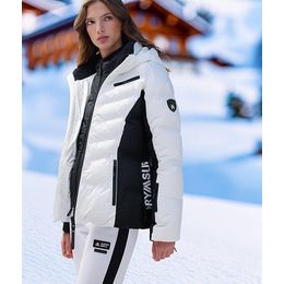 Superdry Damen Gesteppt Luxe Ski Jacke Mit G&uuml;rtel, Wei&szlig; & Schwarz - Gr&ouml;&szlig;e: 44 208232110007801C025