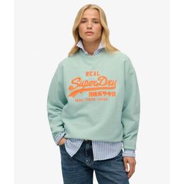 Superdry Damen Lockeres Vintage Neon Logo Sweatshirt mit Rundhalsausschnitt Blue - Gr&ouml;&szlig;e: 44 2102623500696SW1025