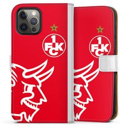 DeinDesign iPhone 12 Pro Max Handy Klapph&uuml;lle Handyh&uuml;lle aus Kunst Leder wei&szlig; Flip Case Star Devil 1. Fc Kaiserslautern Sideflip mit Lasche