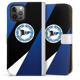 DeinDesign iPhone 12 Pro Max Handy Klapph&uuml;lle Handyh&uuml;lle aus Kunst Leder wei&szlig; Flip Case Official Licensed Product Dsc Arminia Bielefeld Sideflip mit Lasche