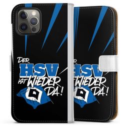 DeinDesign iPhone 12 Pro Max Handy Klapph&uuml;lle Handyh&uuml;lle aus Kunst Leder wei&szlig; Flip Case Ascent Hamburger Sv Hsv Sideflip mit Lasche
