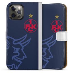 DeinDesign iPhone 12 Pro Max Handy Klapph&uuml;lle Handyh&uuml;lle aus Kunst Leder wei&szlig; Flip Case Logo 1. Fc Kaiserslautern 1. Fck Sideflip mit Lasche