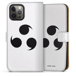 DeinDesign iPhone 12 Pro Max Handy Klapph&uuml;lle Handyh&uuml;lle aus Kunst Leder wei&szlig; Flip Case Jutsu Naruto Shippuden Sharingan Sideflip mit Lasche