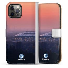 DeinDesign iPhone 12 Pro Max Handy Klapph&uuml;lle Handyh&uuml;lle aus Kunst Leder wei&szlig; Flip Case Fc Schalke 04 Official Licensed Product Stadium Sideflip mit Lasche