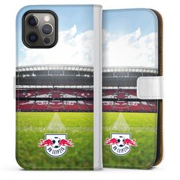 DeinDesign iPhone 12 Pro Max Handy Klapph&uuml;lle Handyh&uuml;lle aus Kunst Leder wei&szlig; Flip Case Official Licensed Product Stadium Rb Leipzig Sideflip mit Lasche