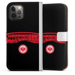 DeinDesign iPhone 12 Pro Max Handy Klapph&uuml;lle Handyh&uuml;lle aus Kunst Leder wei&szlig; Flip Case Official Licensed Product Eintracht Frankfurt Stadium Sideflip mit Lasche