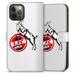 DeinDesign iPhone 12 Pro Max Handy Klapph&uuml;lle Handyh&uuml;lle aus Kunst Leder wei&szlig; Flip Case Transparent 1. Fc K&ouml;ln Logo Sideflip mit Lasche