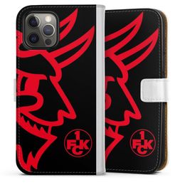 DeinDesign iPhone 12 Pro Max Handy Klapph&uuml;lle Handyh&uuml;lle aus Kunst Leder wei&szlig; Flip Case 1. Fc Kaiserslautern Logo Official Licensed Product Sideflip mit Lasche