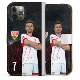 DeinDesign iPhone 12 Pro Max Handy Klapph&uuml;lle Handyh&uuml;lle aus Kunst Leder wei&szlig; Flip Case Official Licensed Product Maximilian Mittelst&auml;dt Vfb Stuttgart Sideflip 