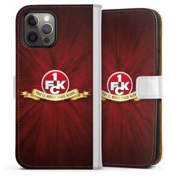 DeinDesign iPhone 12 Pro Max Handy Klapph&uuml;lle Handyh&uuml;lle aus Kunst Leder wei&szlig; Flip Case Logo Official Licensed Product 1. Fc Kaiserslautern Sideflip mit Lasche