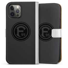 DeinDesign iPhone 12 Pro Max Handy Klapph&uuml;lle Handyh&uuml;lle aus Kunst Leder wei&szlig; Flip Case F95 Fortuna D&uuml;sseldorf Logo Sideflip mit Lasche