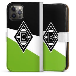 DeinDesign iPhone 12 Pro Max Handy Klapph&uuml;lle Handyh&uuml;lle aus Kunst Leder wei&szlig; Flip Case Gladbach Official Licensed Product Borussia M&ouml;nchengladbach Sideflip mit 