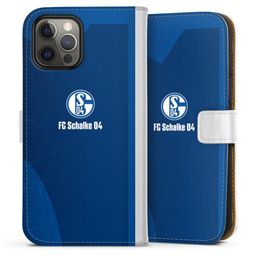 DeinDesign iPhone 12 Pro Max Handy Klapph&uuml;lle Handyh&uuml;lle aus Kunst Leder wei&szlig; Flip Case Official Licensed Product Bundesliga Fc Schalke 04 Sideflip mit Lasche