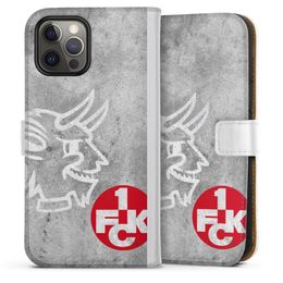 DeinDesign iPhone 12 Pro Max Handy Klapph&uuml;lle Handyh&uuml;lle aus Kunst Leder wei&szlig; Flip Case 1. Fck Devil 1. Fc Kaiserslautern Sideflip mit Lasche