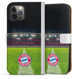 DeinDesign iPhone 12 Pro Max Handy Klapph&uuml;lle Handyh&uuml;lle aus Kunst Leder wei&szlig; Flip Case Fc Bayern M&uuml;nchen Stadium Fcb Sideflip mit Lasche