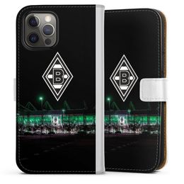 DeinDesign iPhone 12 Pro Max Handy Klapph&uuml;lle Handyh&uuml;lle aus Kunst Leder wei&szlig; Flip Case Borussia M&ouml;nchengladbach Official Licensed Product Stadium Sideflip mit 