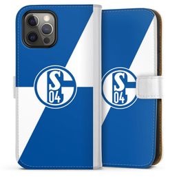 DeinDesign iPhone 12 Pro Max Handy Klapph&uuml;lle Handyh&uuml;lle aus Kunst Leder wei&szlig; Flip Case Official Licensed Product Fc Schalke 04 Bundesliga Sideflip mit Lasche