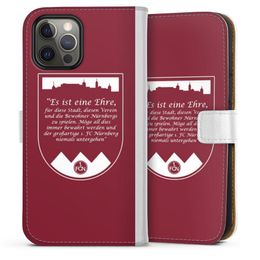 DeinDesign iPhone 12 Pro Max Handy Klapph&uuml;lle Handyh&uuml;lle aus Kunst Leder wei&szlig; Flip Case 1. Fc N&uuml;rnberg Bundesliga Merchandise Sideflip mit Lasche