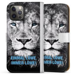 DeinDesign iPhone 12 Pro Max Handy Klapph&uuml;lle Handyh&uuml;lle aus Kunst Leder wei&szlig; Flip Case Official Licensed Product Tsv 1860 M&uuml;nchen Lion Sideflip mit Lasche