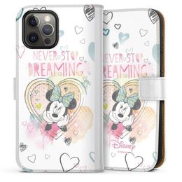 DeinDesign iPhone 12 Pro Max Handy Klapph&uuml;lle Handyh&uuml;lle aus Kunst Leder wei&szlig; Flip Case Official Licensed Product Minnie Mouse Disney Sideflip mit Lasche