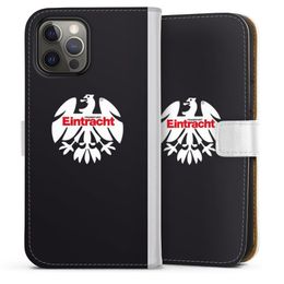 DeinDesign iPhone 12 Pro Max Handy Klapph&uuml;lle Handyh&uuml;lle aus Kunst Leder wei&szlig; Flip Case Eagle Retro Logo Sideflip mit Lasche