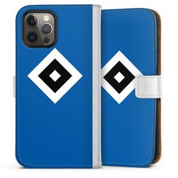 DeinDesign iPhone 12 Pro Max Handy Klapph&uuml;lle Handyh&uuml;lle aus Kunst Leder wei&szlig; Flip Case Logo Hsv Hamburger Sv Sideflip mit Lasche