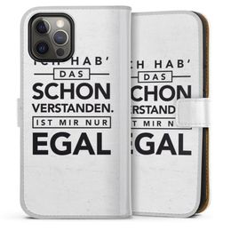 DeinDesign iPhone 12 Pro Max Handy Klapph&uuml;lle Handyh&uuml;lle aus Kunst Leder wei&szlig; Flip Case Spruch Sayings Statement Sideflip mit Lasche